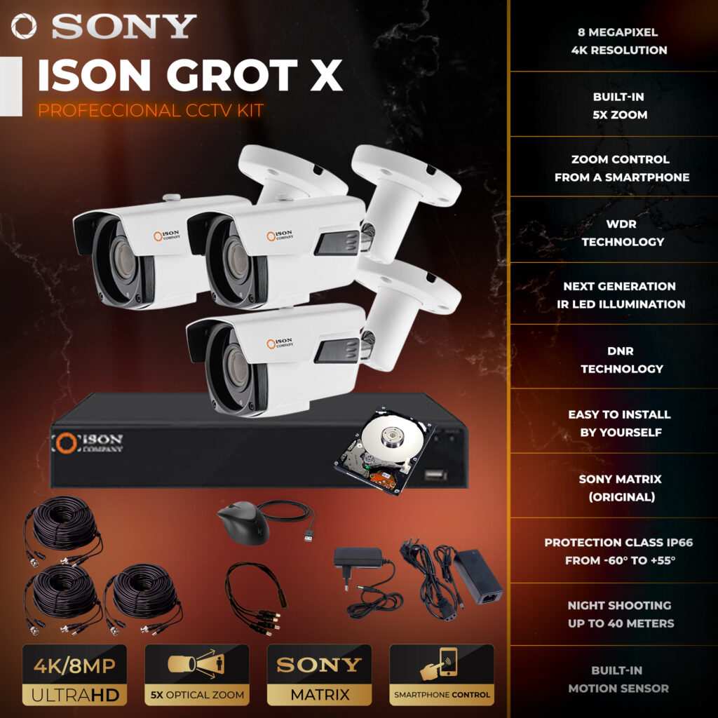 Video surveillance system 3 cameras ISON GROT X-3HDD | ISONCOM