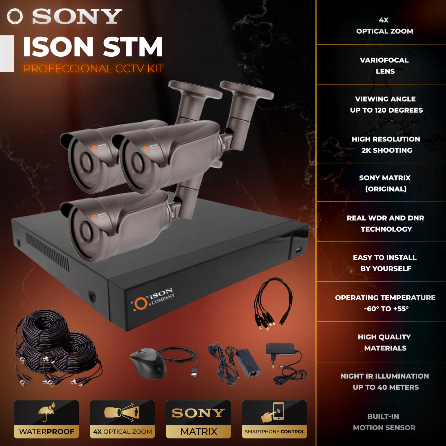 Video surveillance system for 3 cameras ISON STM-3 | ISONCOM