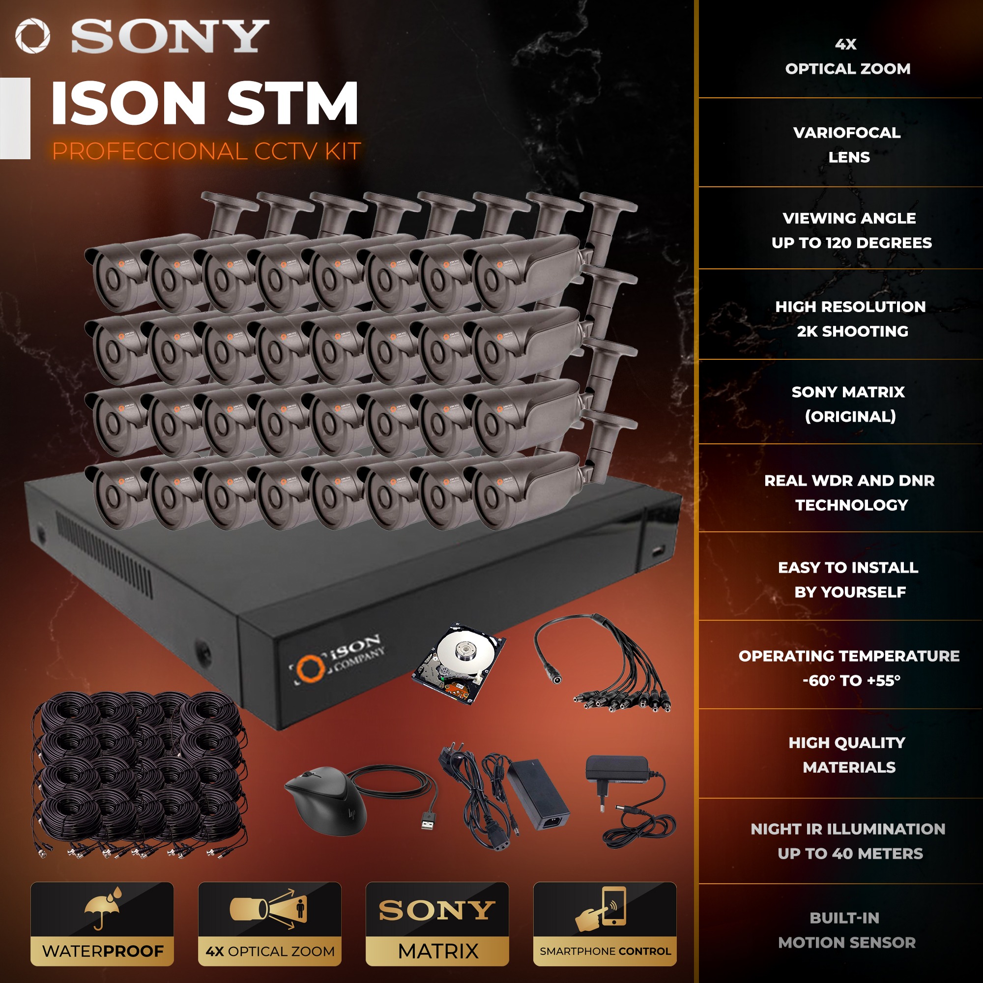 Video surveillance system 32 cameras ISON STM-32 4TB | ISONCOM