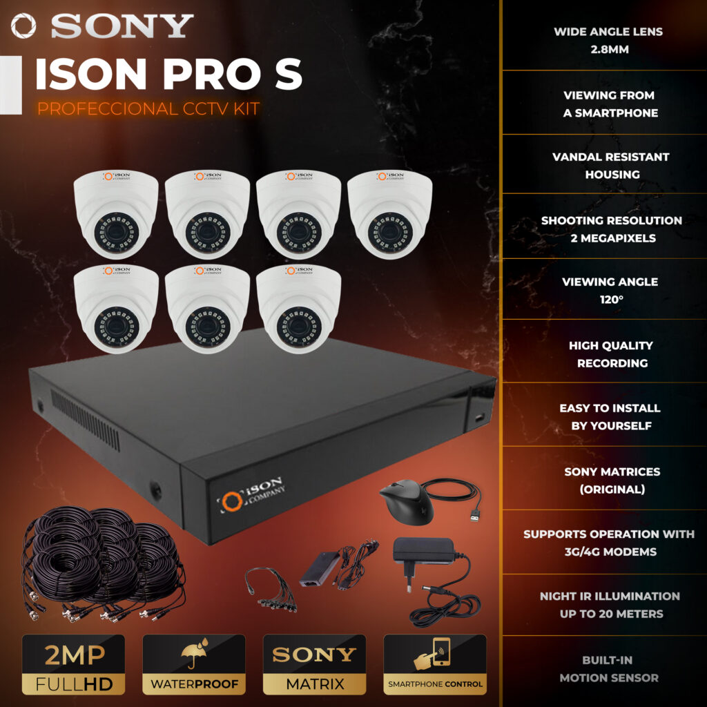 Video surveillance system for 7 cameras ISON PRO S K7 | ISONCOM