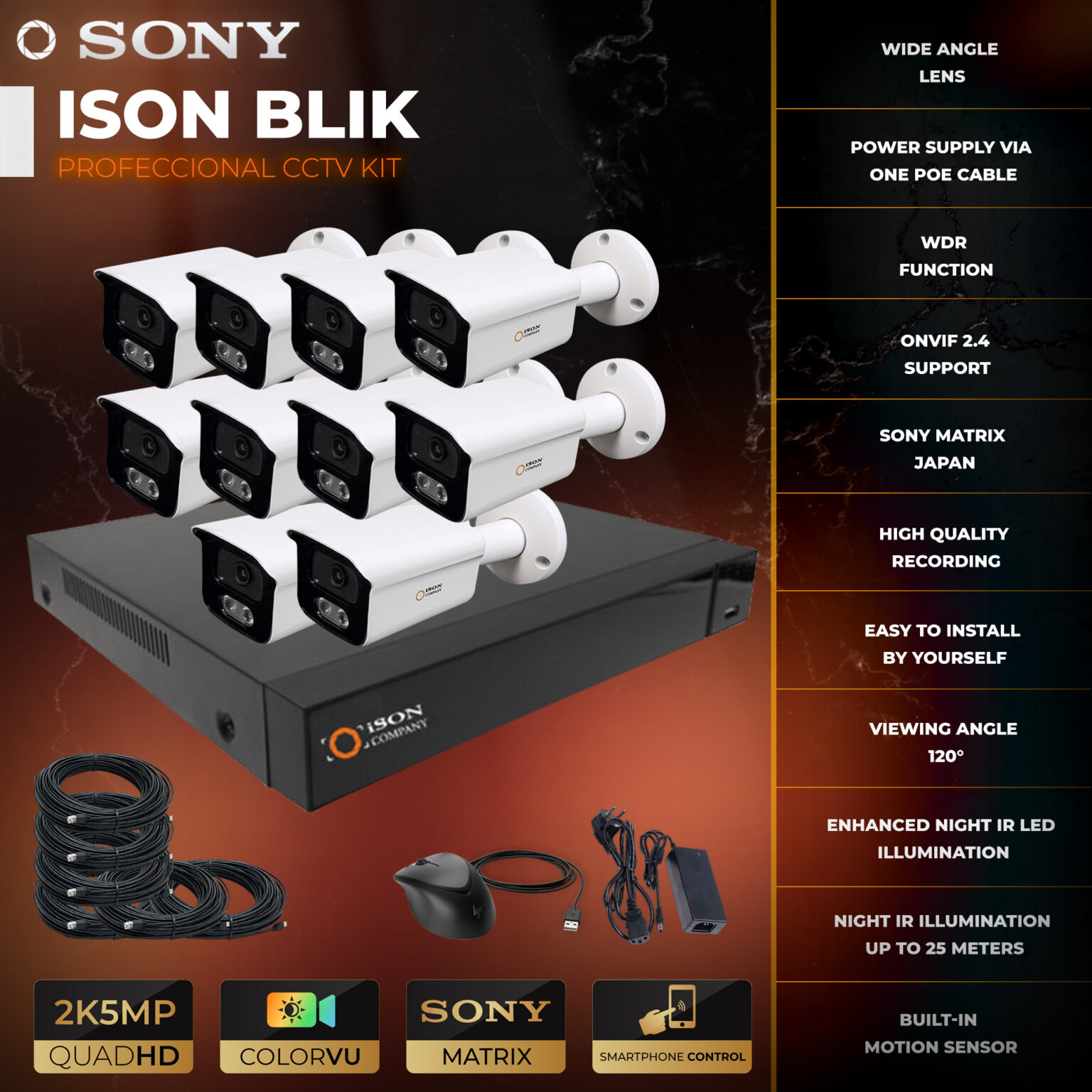 IP Video Surveillance System 10 cameras ISON BLIK-10 | ISONCOM
