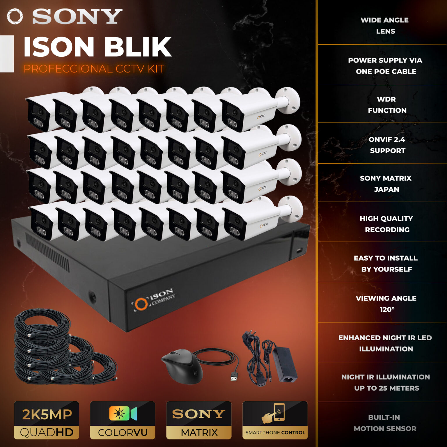 IP Video Surveillance System 32 cameras ISON BLIK-32 | ISONCOM