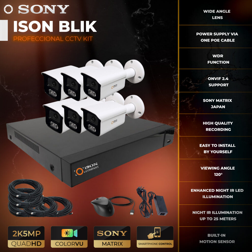 IP Video Surveillance System 6 cameras ISON BLIK-6 | ISONCOM